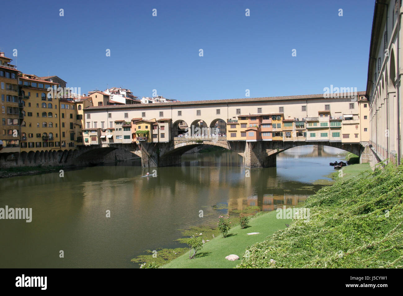 blue houses famous bridge summer summerly attraction europe sightseers ...
