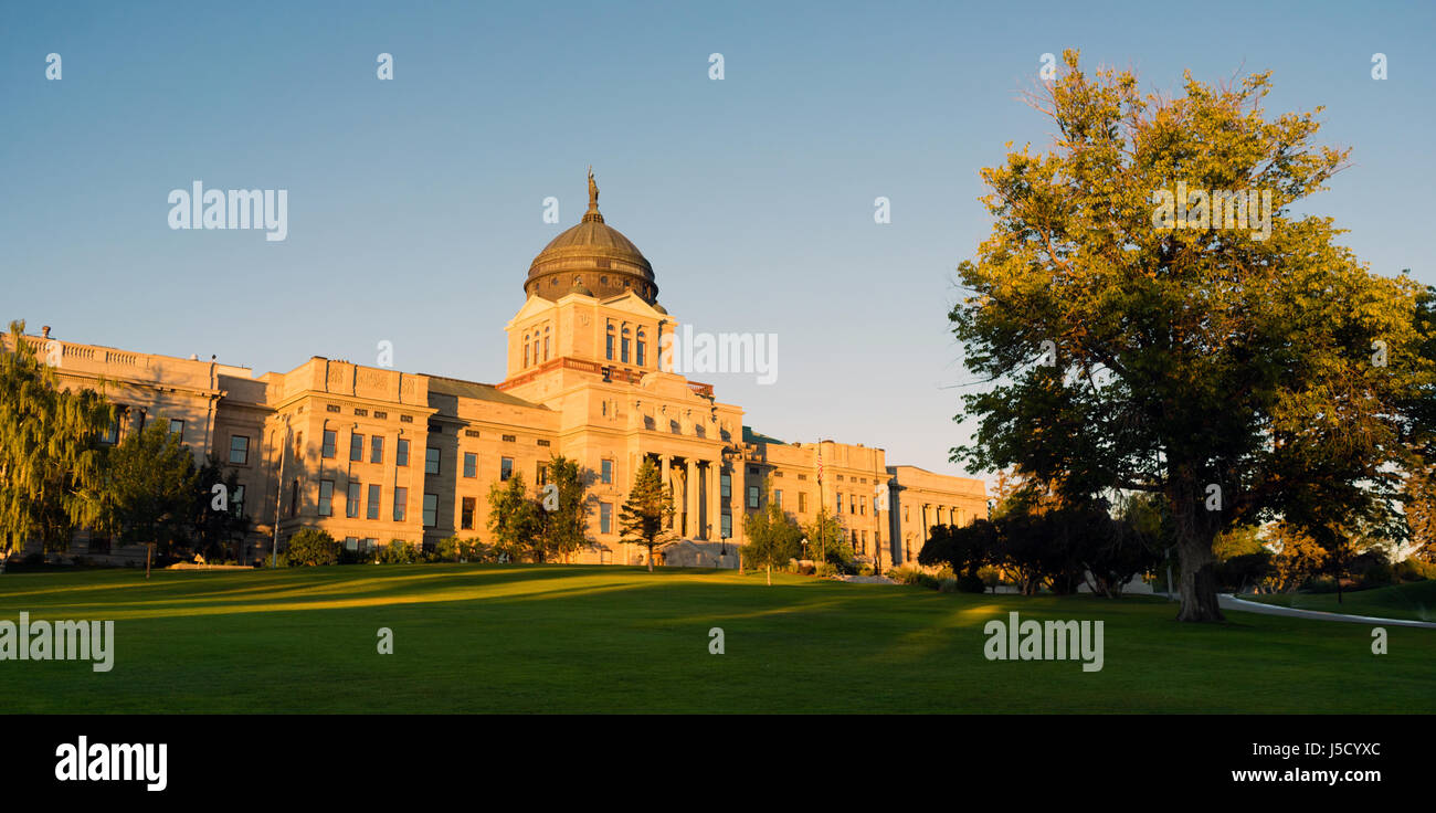 The sun hits the capital building in Helena just after sunrise Stock ...