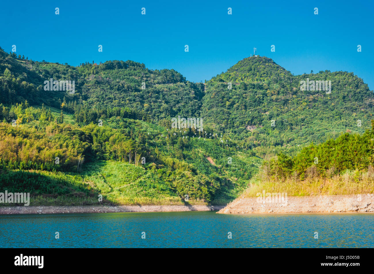 Beautiful reservoir scenery in summer Stock Photo - Alamy