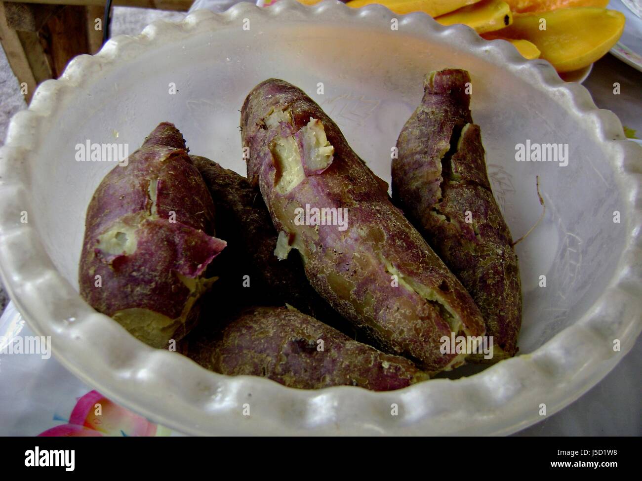 steamed yam or sweet potatoes in a bowl purple sweet potatoes steamed ...