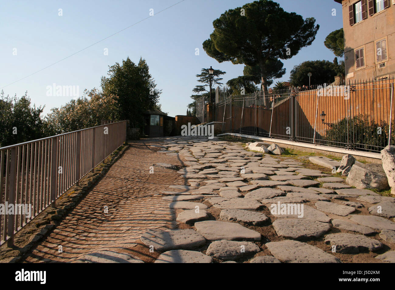 upwards plaster pavement Rome roma steep cobblestone ways stony street ...