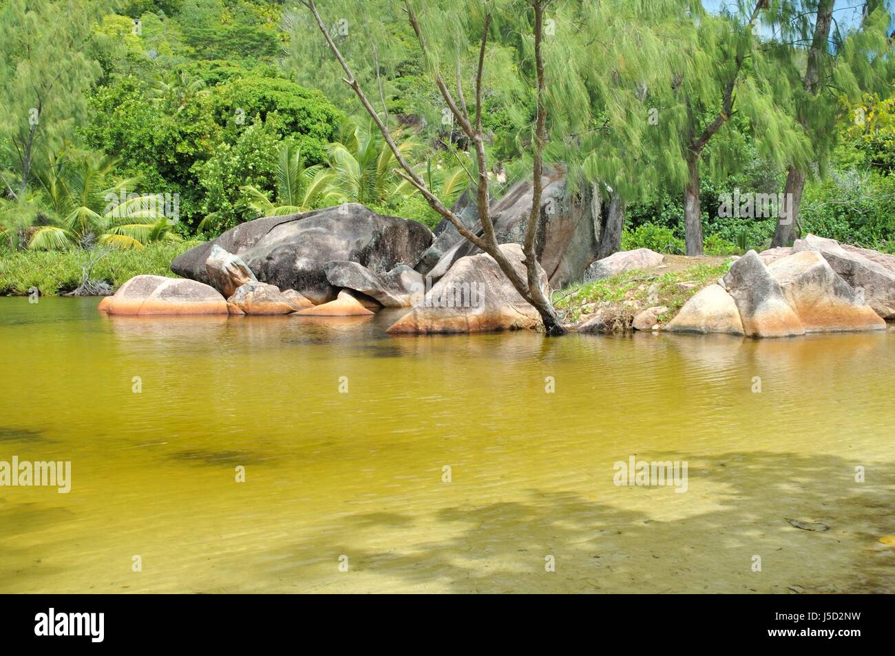 green heaven paradise africa rock lagoon seychelles granite island ...