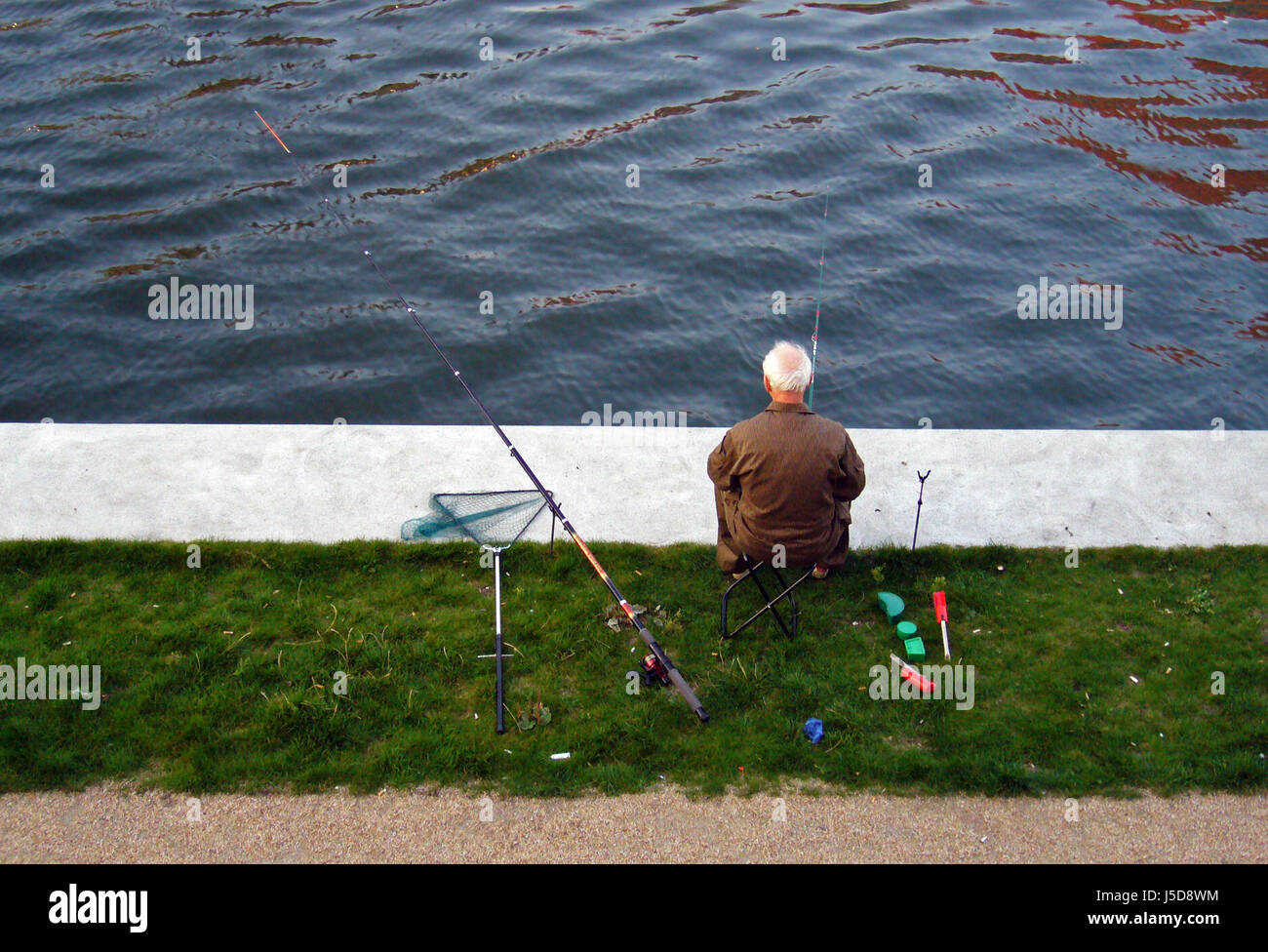 relaxation angle fish berlin pre meadow alone lonely bank angler man ...