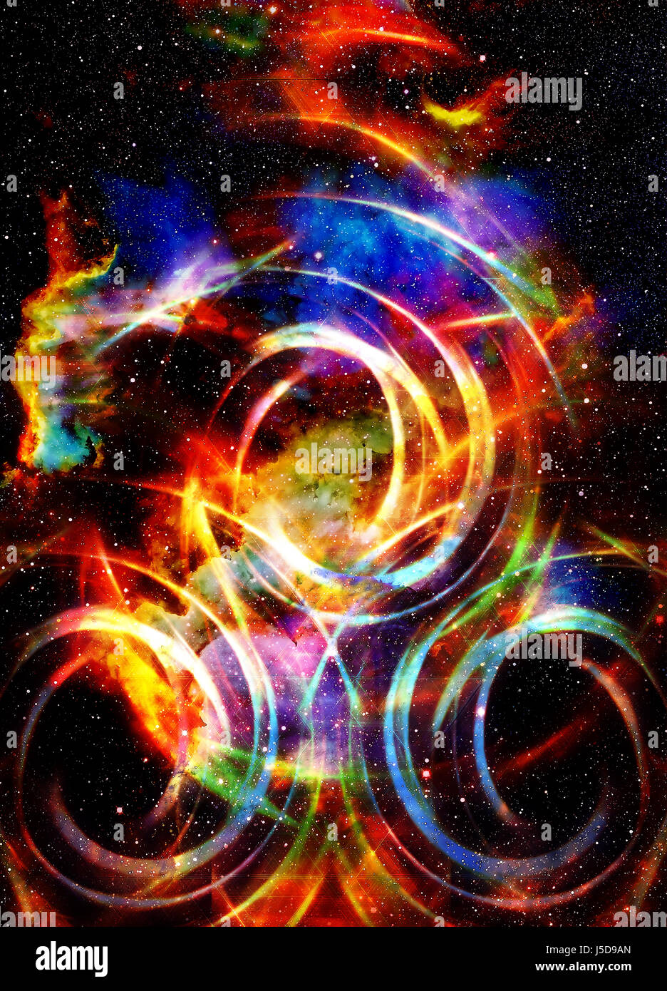 Cosmic space and stars with light circle Stock Photo - Alamy