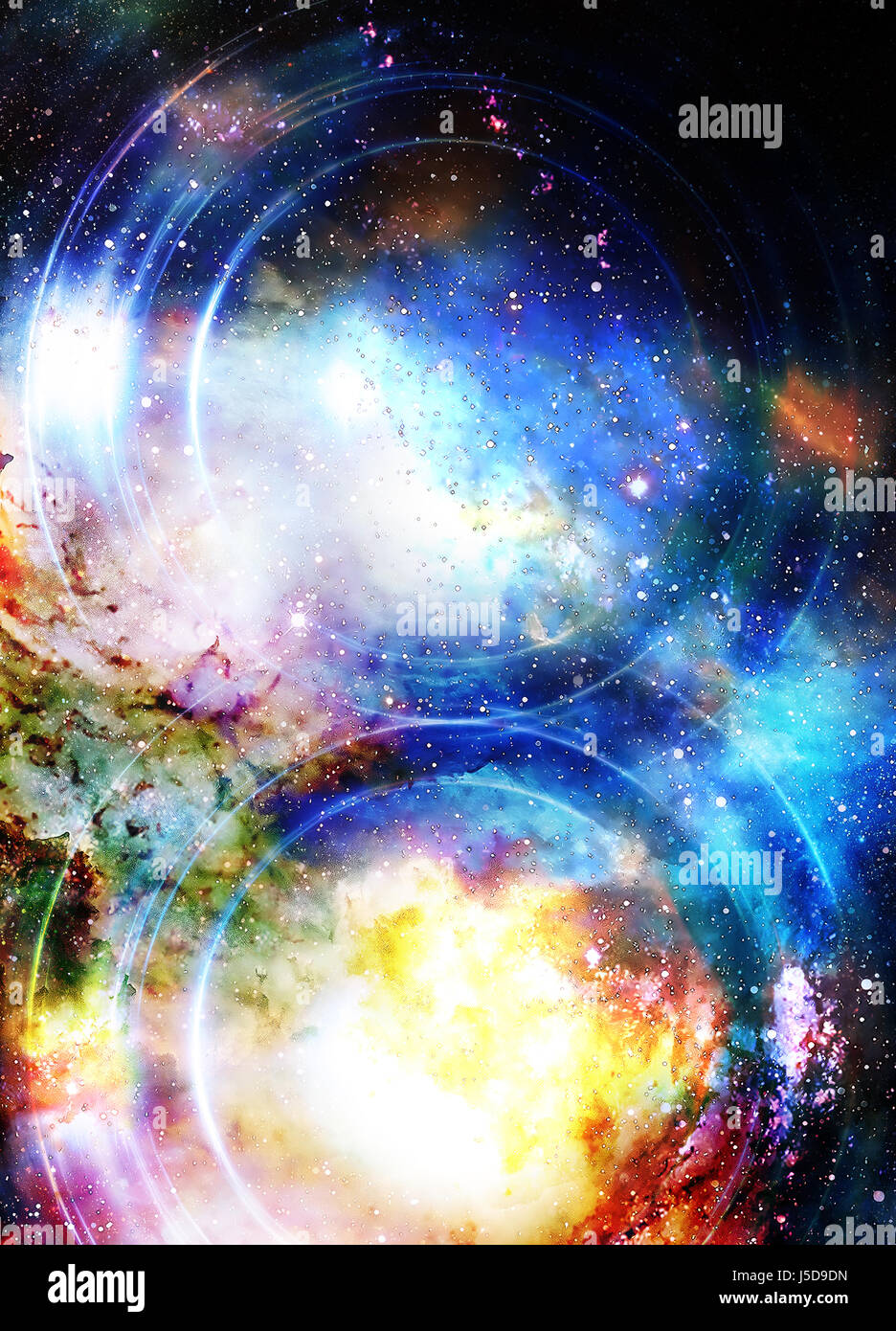 Cosmic space and stars with light circle Stock Photo - Alamy