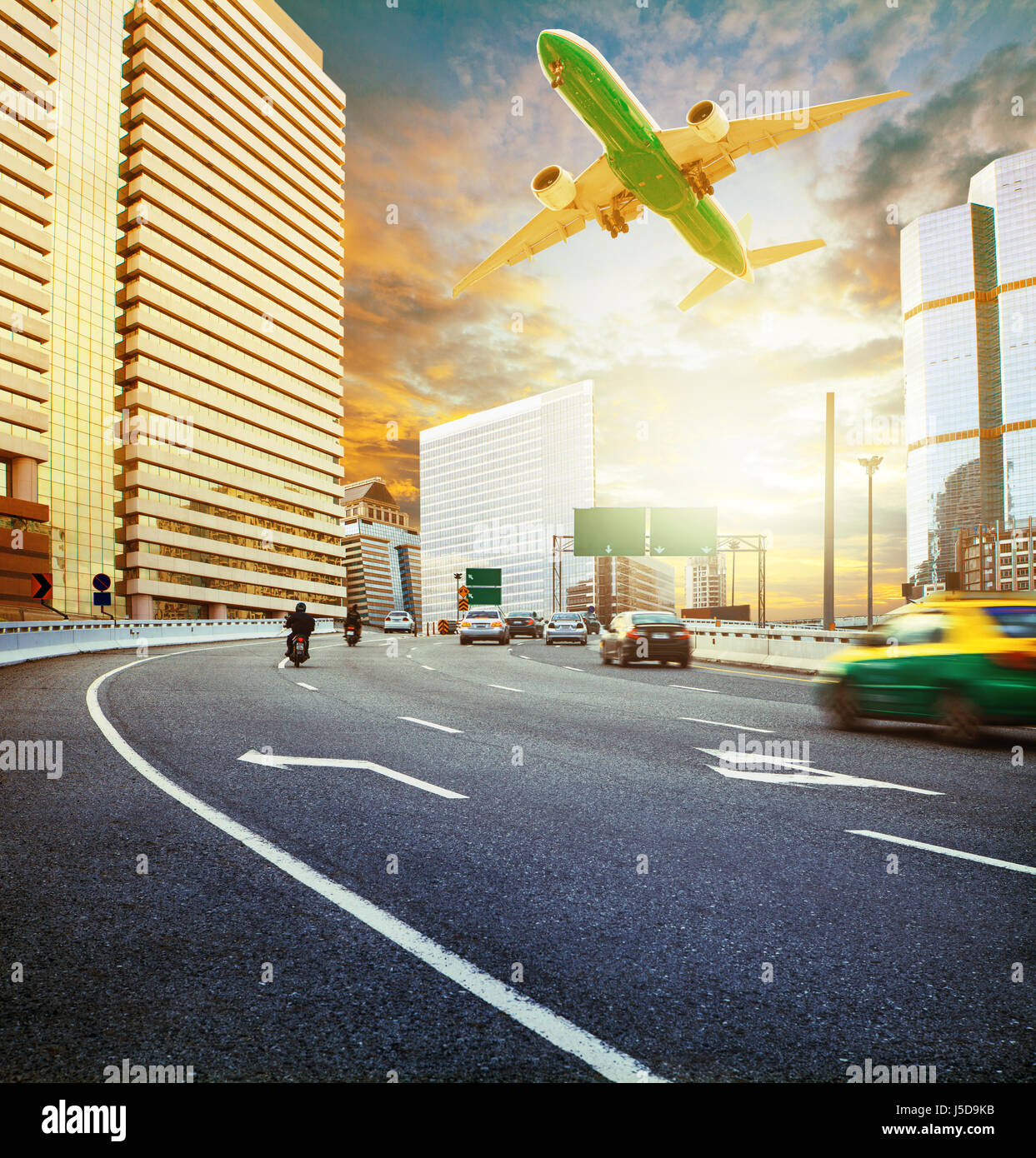 land transport with sun set urban scene use for city life background ...