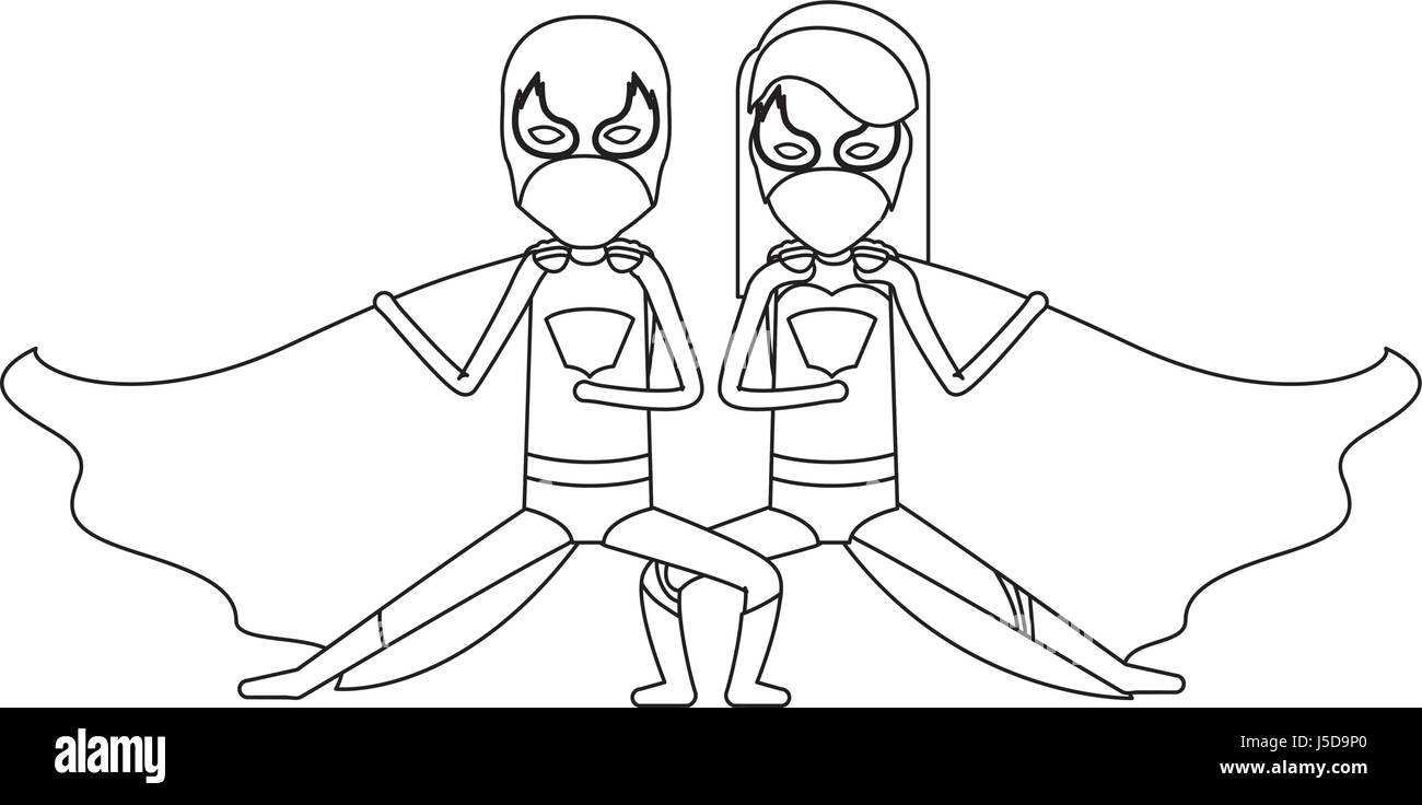 Monochrome contour faceless superhero female hi-res stock photography ...