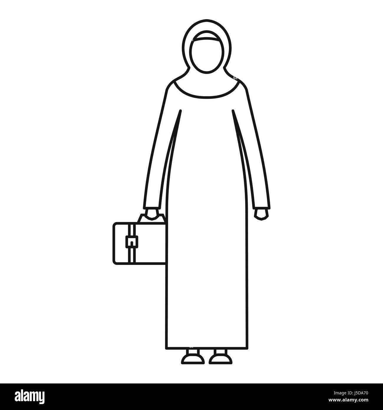 Arabic woman icon. Outline illustration of arabic woman vector icon for ...