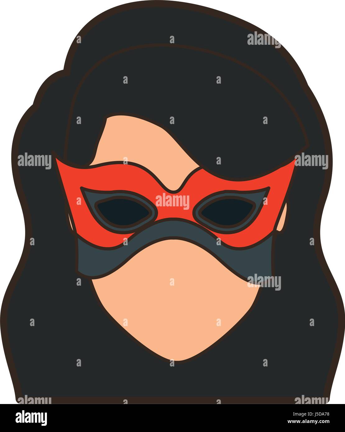 colorful silhouette with faceless girl superhero with long wavy hair ...