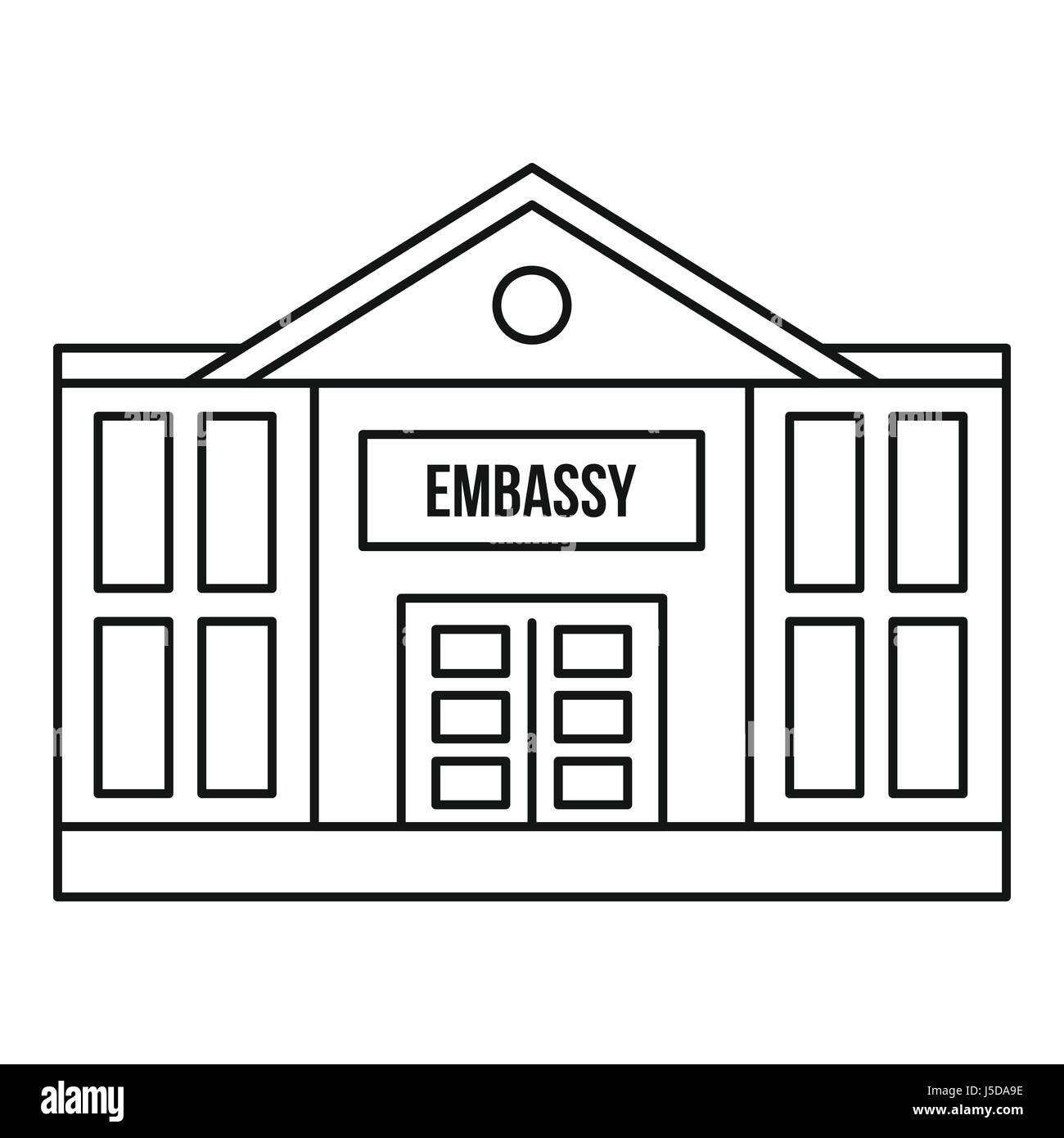 Embassy icon. Outline illustration of embassy vector icon for web Stock ...
