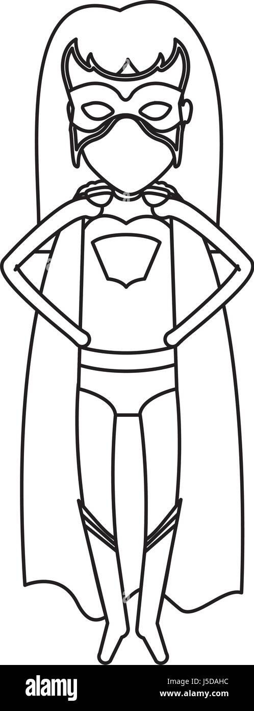 monochrome silhouette faceless of superhero woman flying with hands in ...