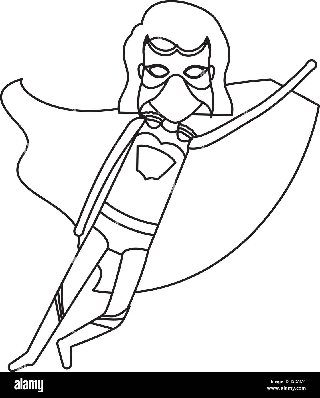 monochrome silhouette faceless of superhero girl with short hair flying ...