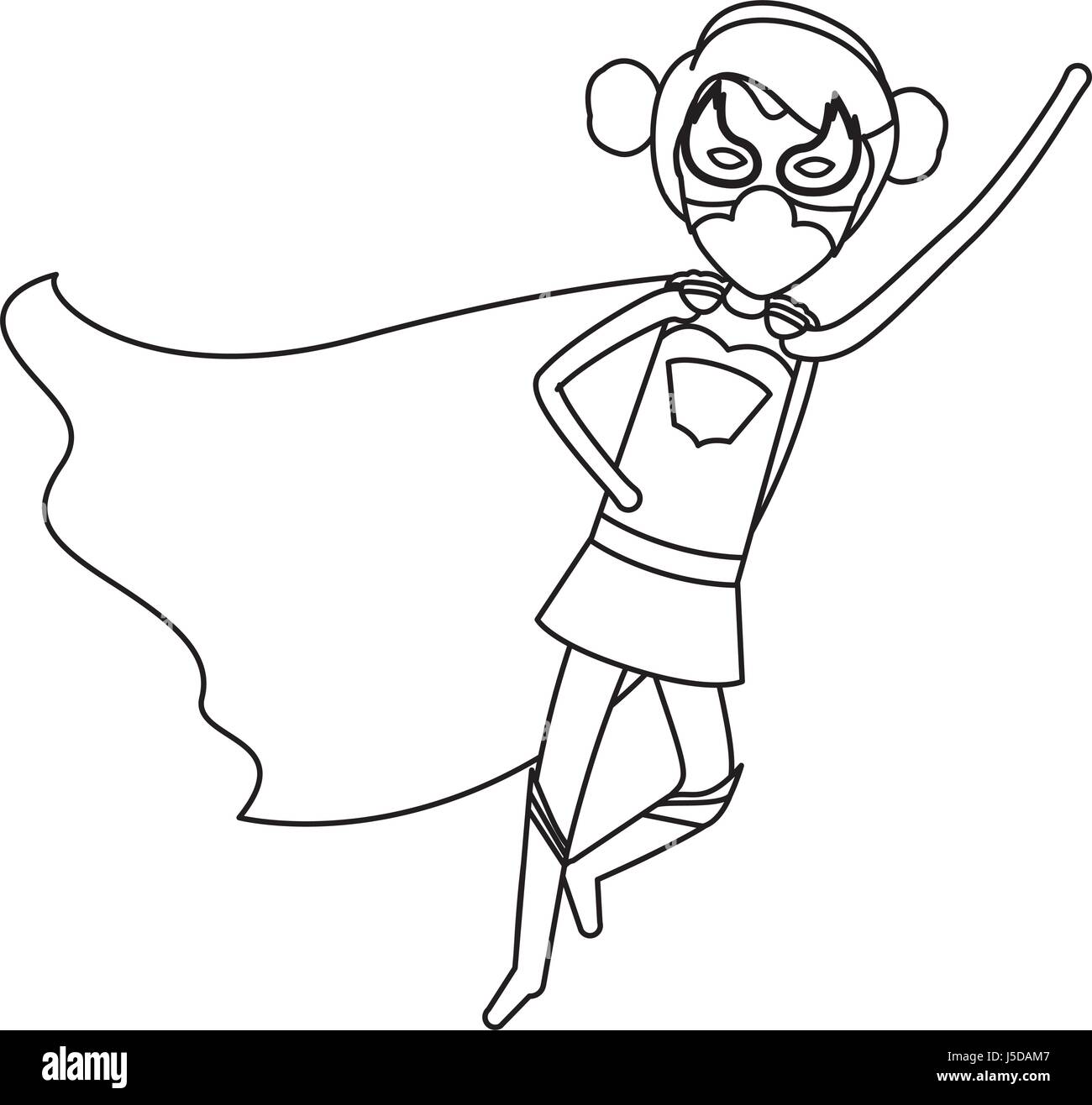 monochrome silhouette faceless of superhero female with collected hair ...
