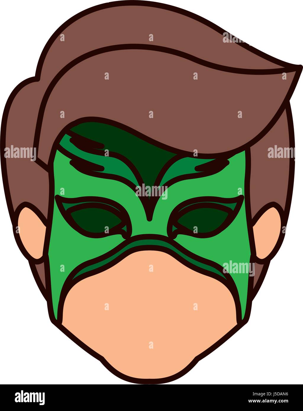 colorful silhouette with faceless boy superhero with mask and closed ...