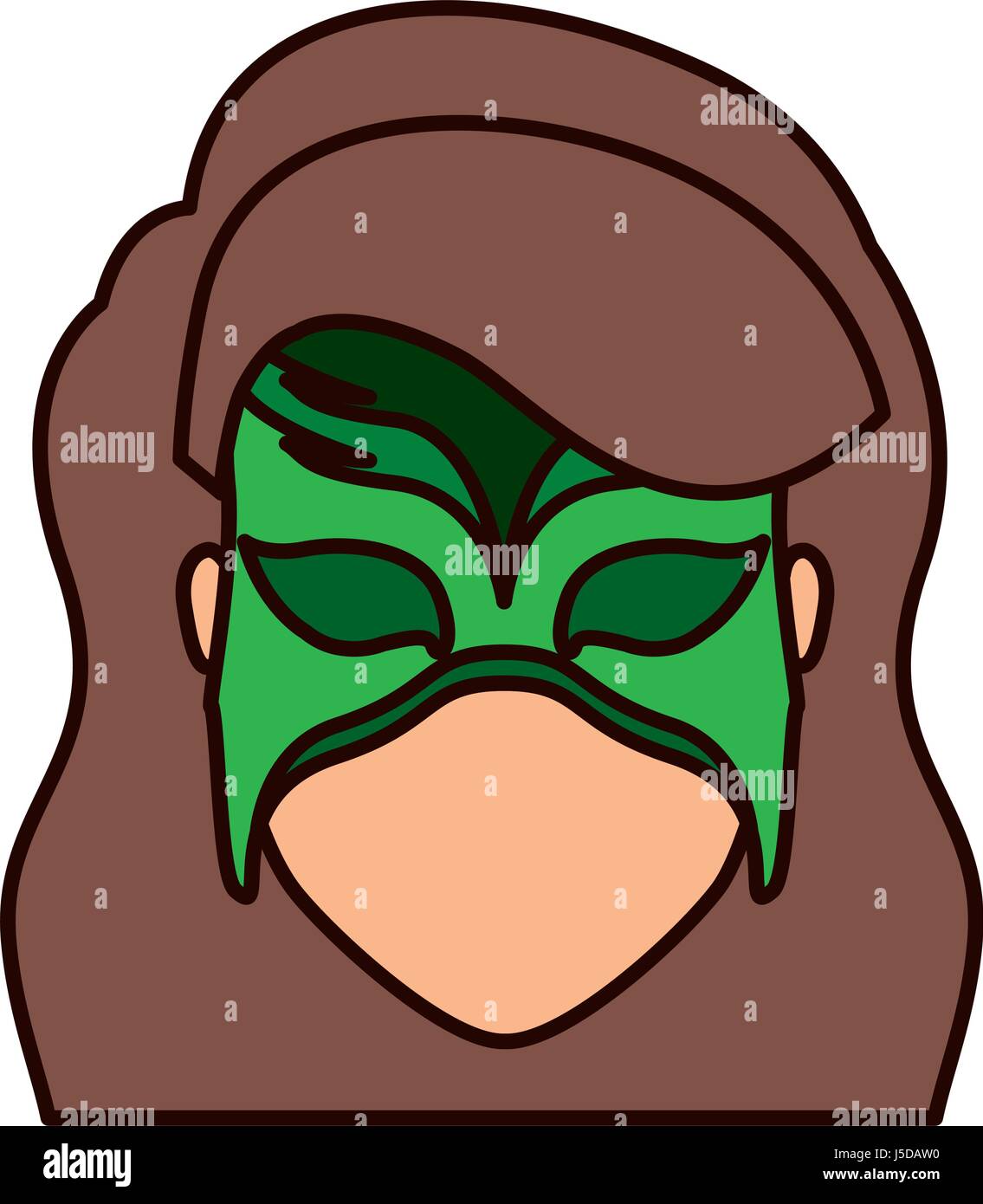 colorful silhouette with faceless woman superhero with long wavy hair ...