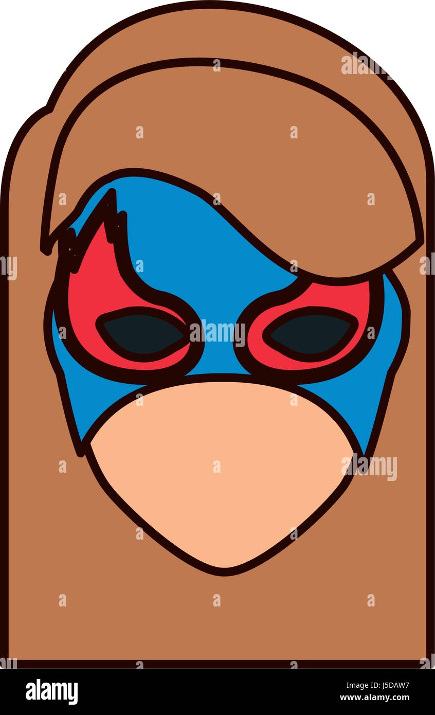 colorful silhouette with faceless girl superhero with hair straight ...