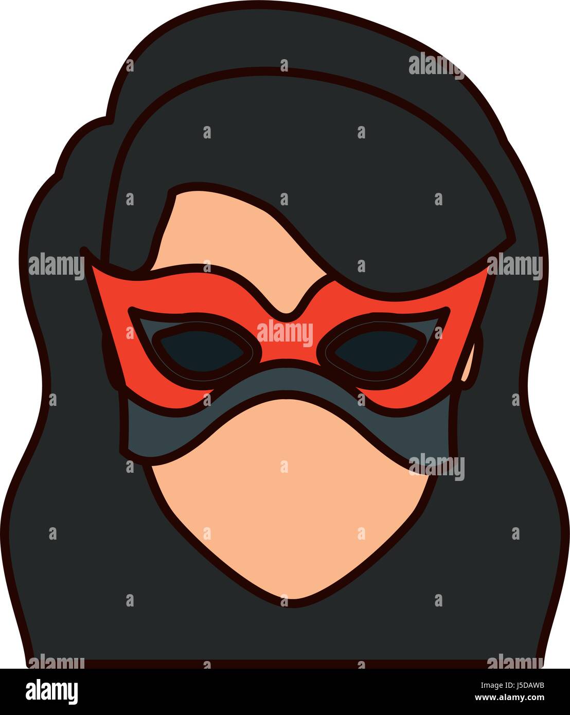 colorful silhouette with faceless girl superhero with long wavy hair ...