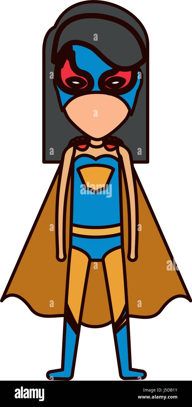 colorful silhouette with faceless standing girl superhero with short ...