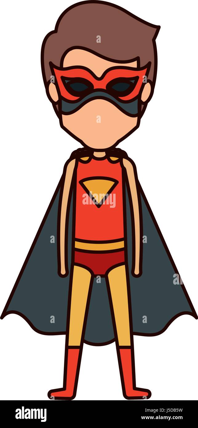 colorful silhouette with standing faceless guy superhero with closed ...