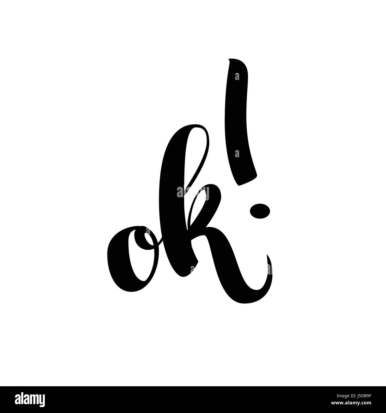 Ok vector word with exclamation point isolated on white background ...