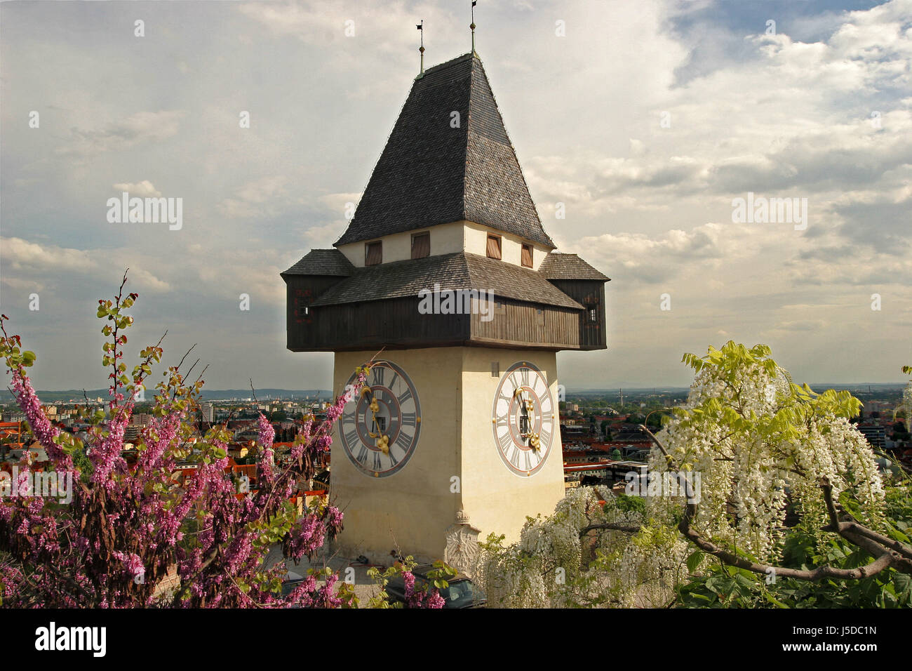 tower city town austrians clock pointer time city view styria clock ...