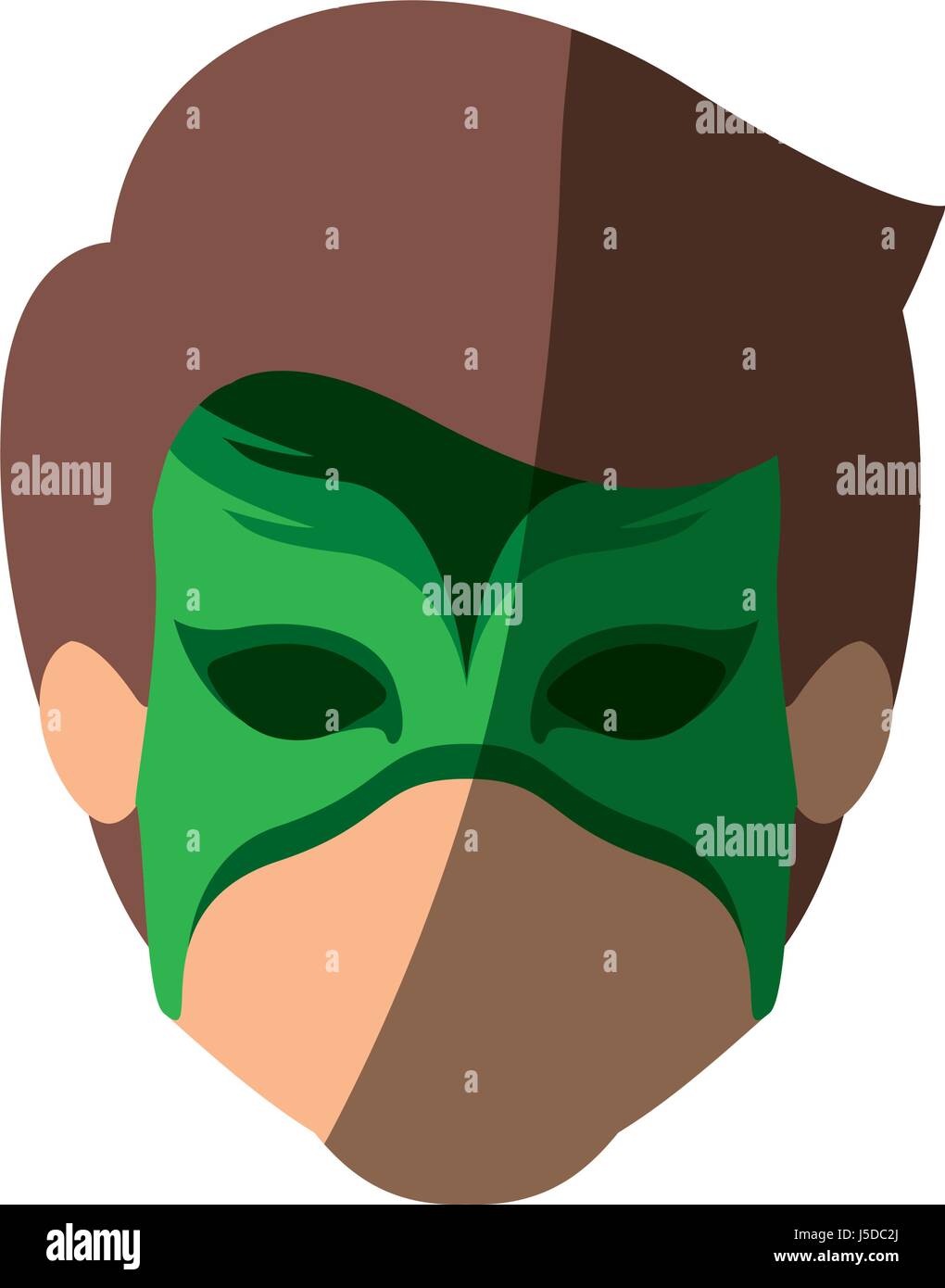 colorful silhouette with faceless kid superhero with mask and without ...