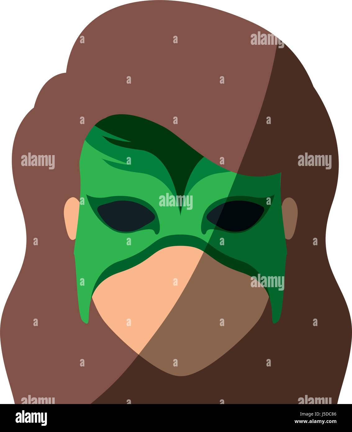 colorful silhouette with faceless woman superhero with long wavy hair ...