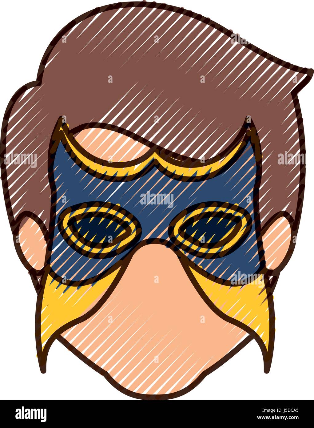 colored pencil silhouette of faceless man superhero with mask and thick ...