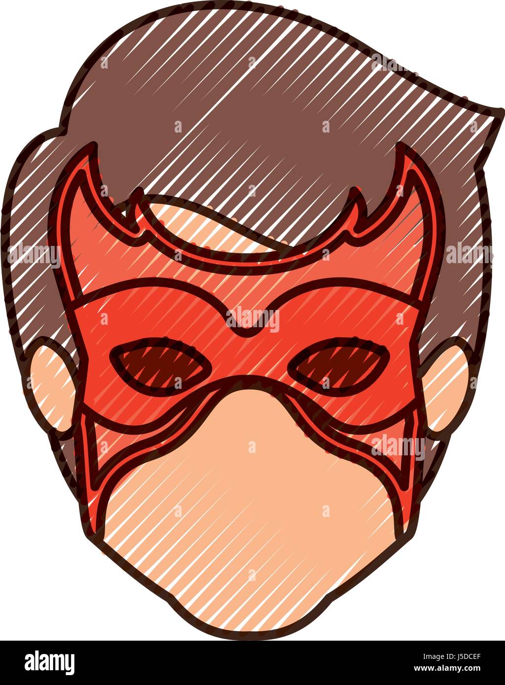 colored pencil silhouette of faceless guy superhero with mask and thick ...