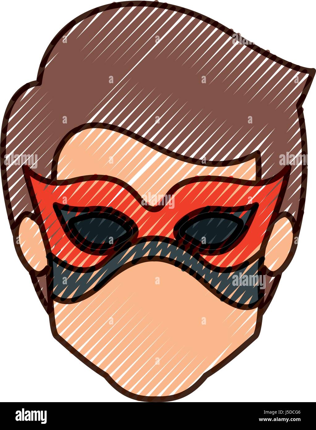 colored pencil silhouette of faceless kid superhero with mask and thick ...