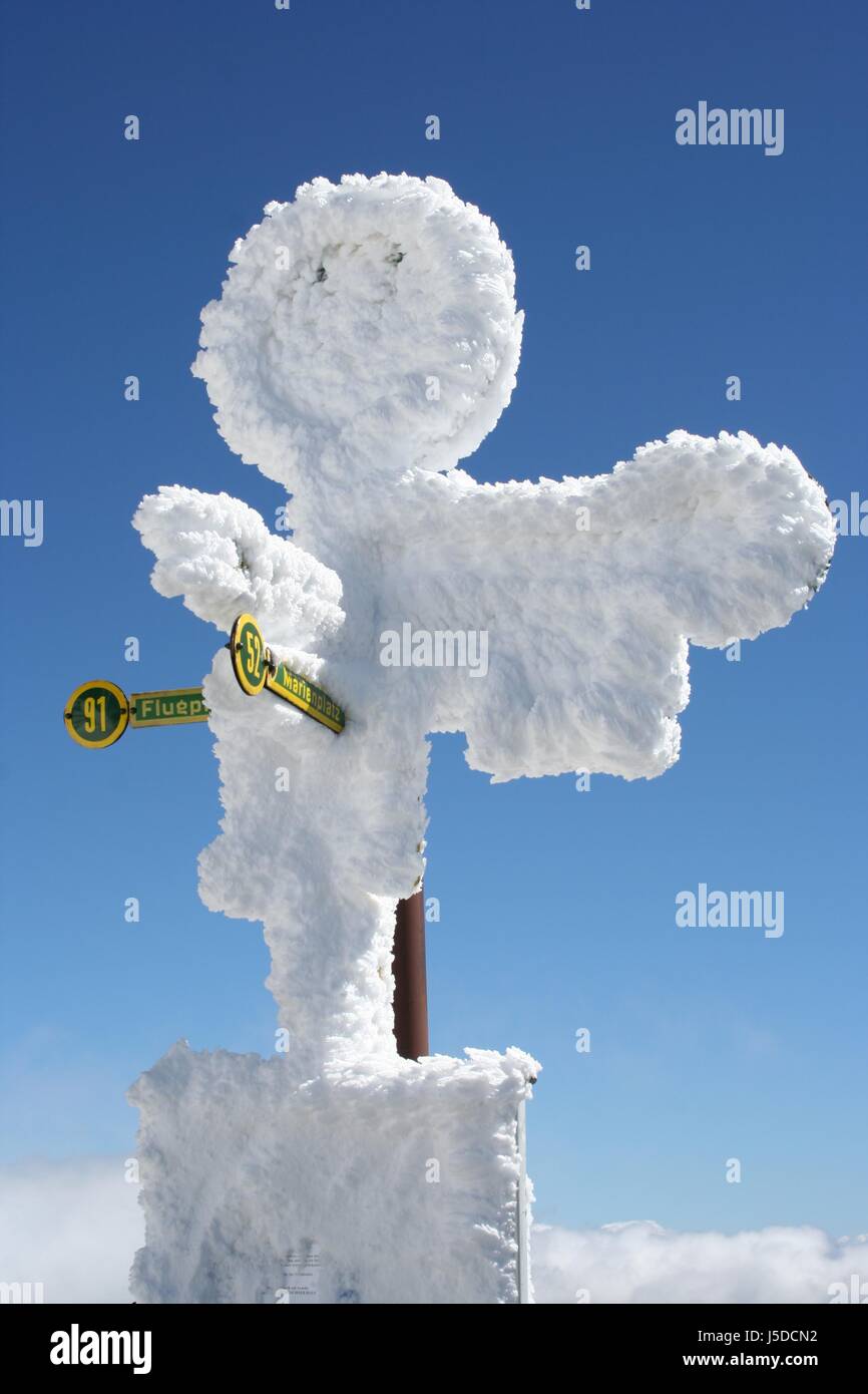 blue cold alps snowy ice direction signpost snowcapped icy wintry ...