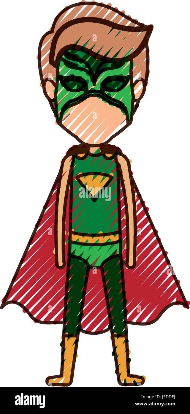 colored pencil silhouette with standing faceless male superhero Stock ...