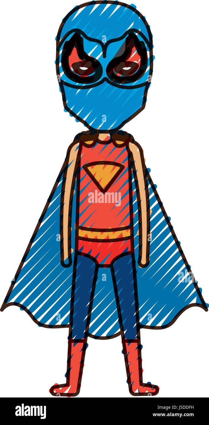 colored pencil silhouette with standing faceless boy superhero Stock ...