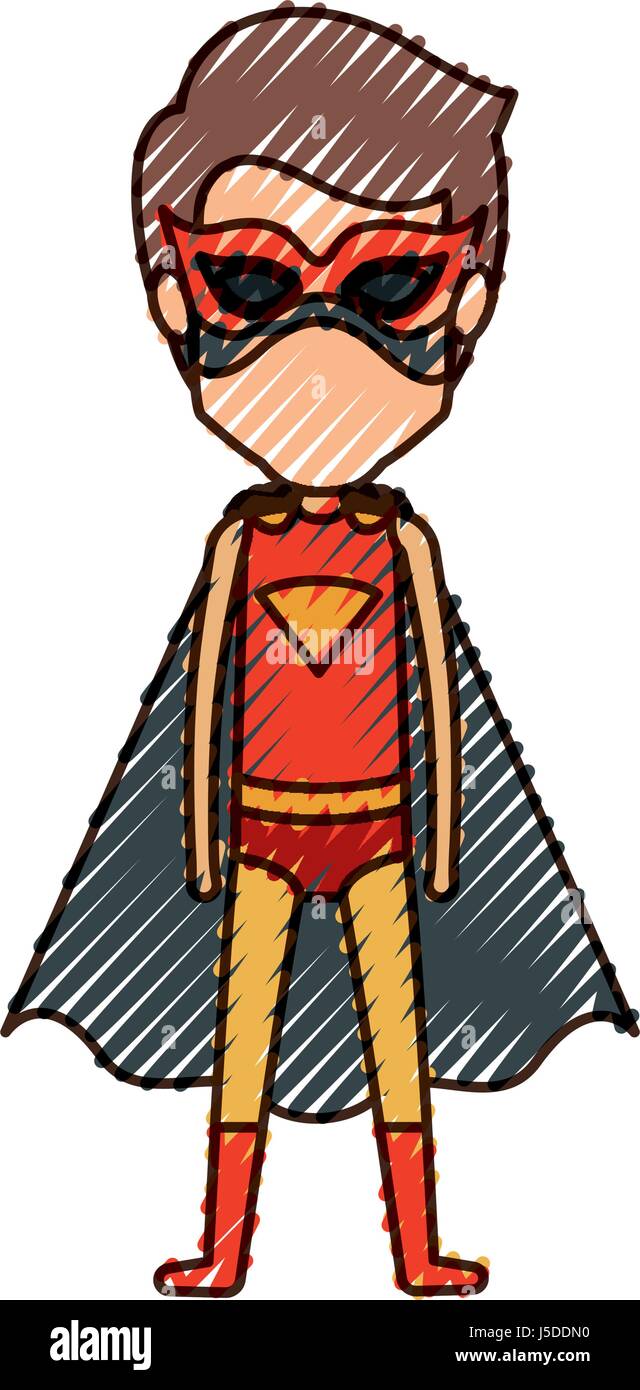 colored pencil silhouette with standing faceless guy superhero Stock ...