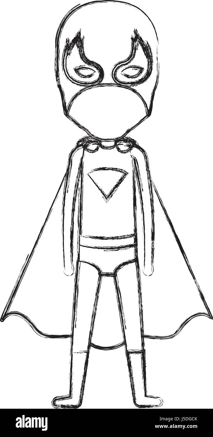 monochrome blurred contour faceless of standing kid superhero Stock ...