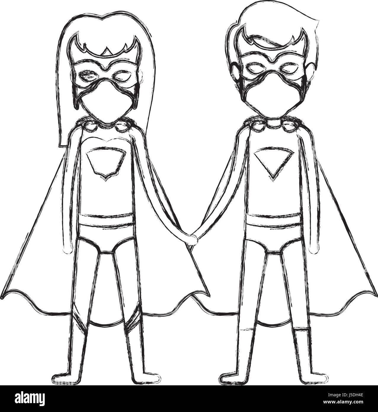 Monochrome contour faceless superhero female hi-res stock photography ...
