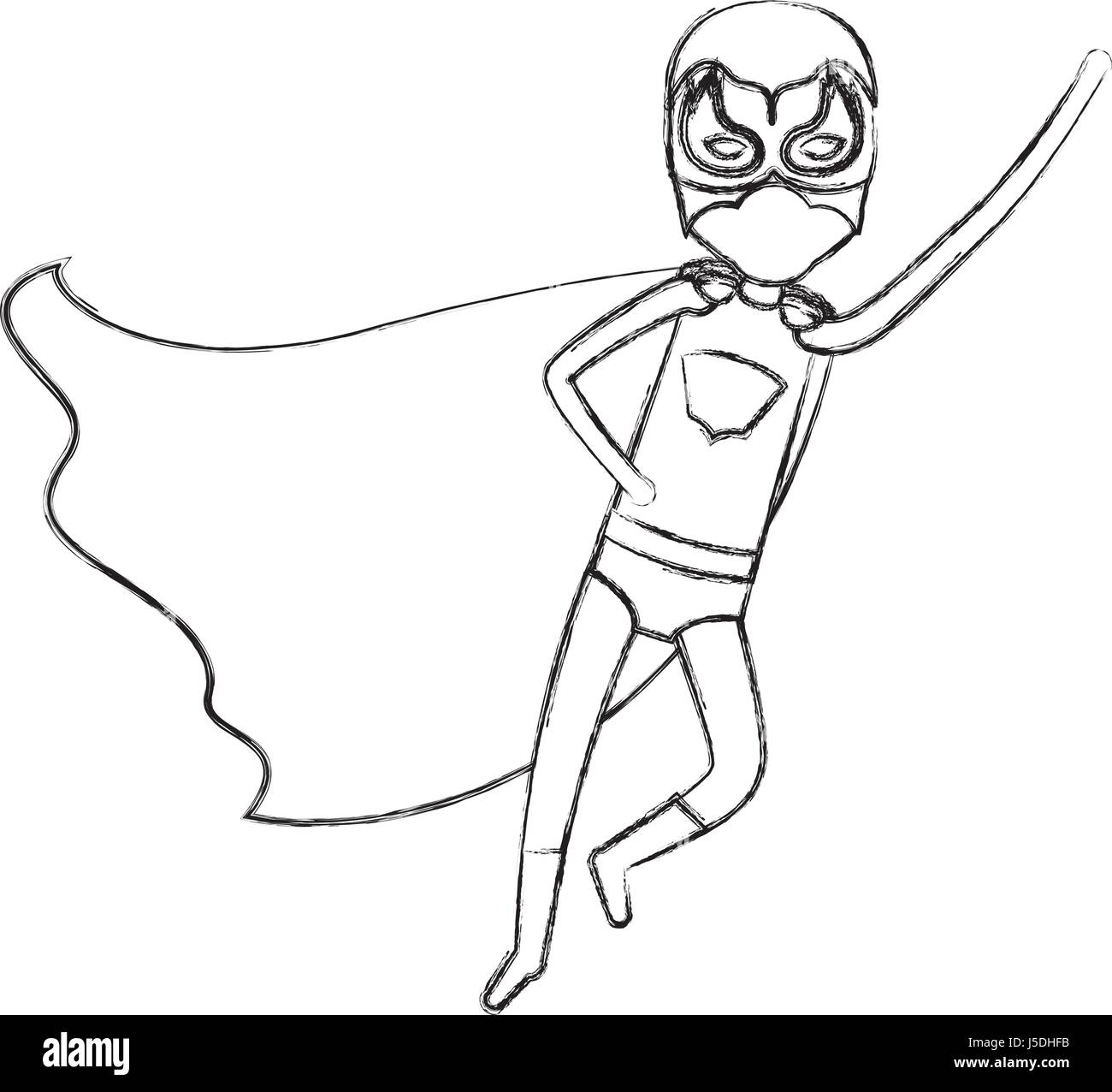 monochrome blurred contour faceless of superhero boy flying in diagonal ...