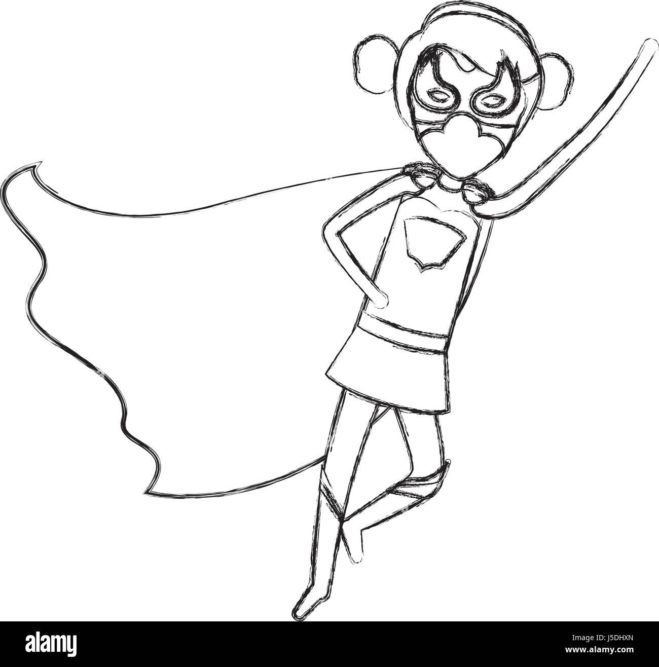 Monochrome contour faceless superhero female hi-res stock photography ...