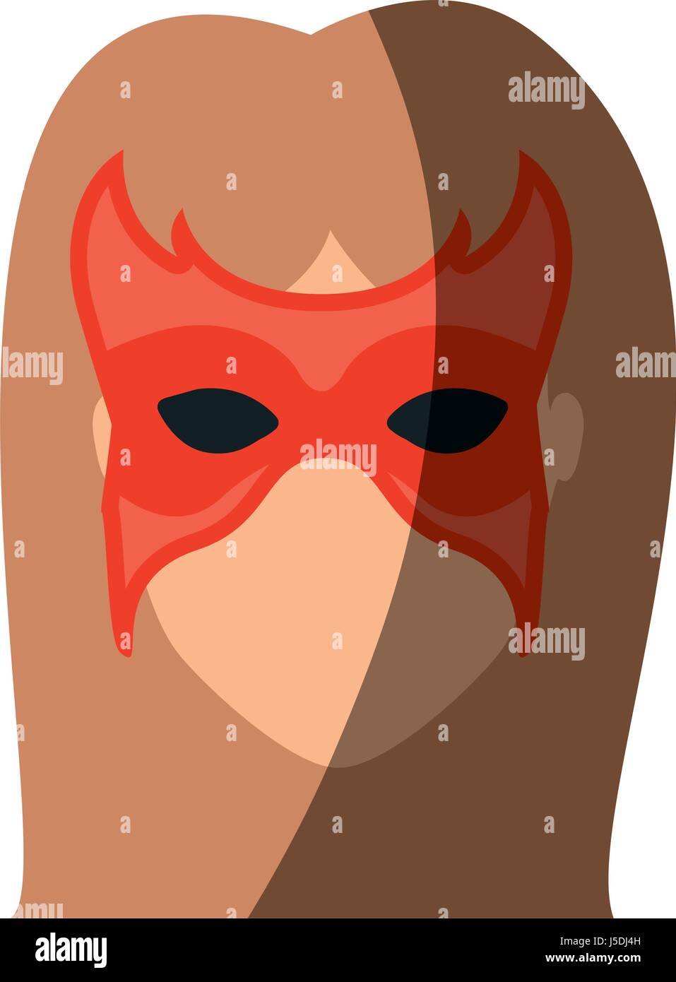 colorful silhouette with faceless woman superhero with long hair and ...