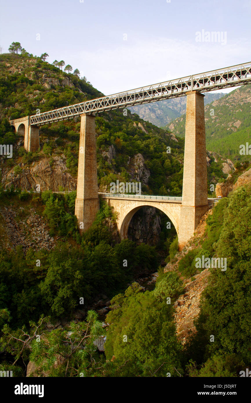 tree trees bridge bushes stream rock bridges ravine jagged stanchion ...