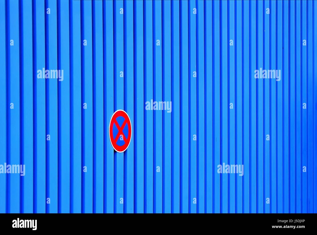 blue metal outside facade sheet metal colour contrast sign signal ...