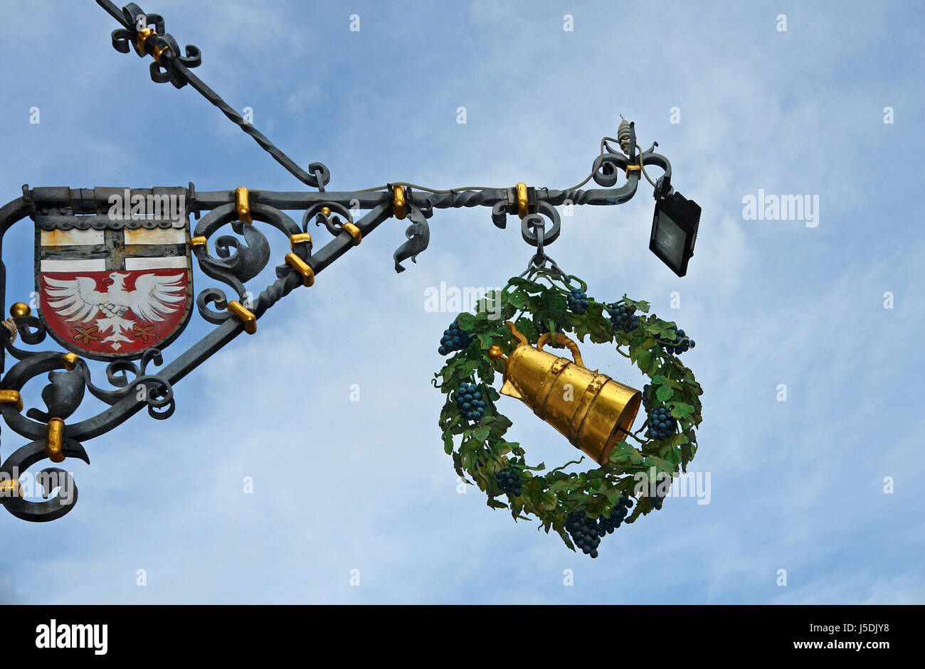 historical jug tradition forged wine tavern artful shield vine grape ...