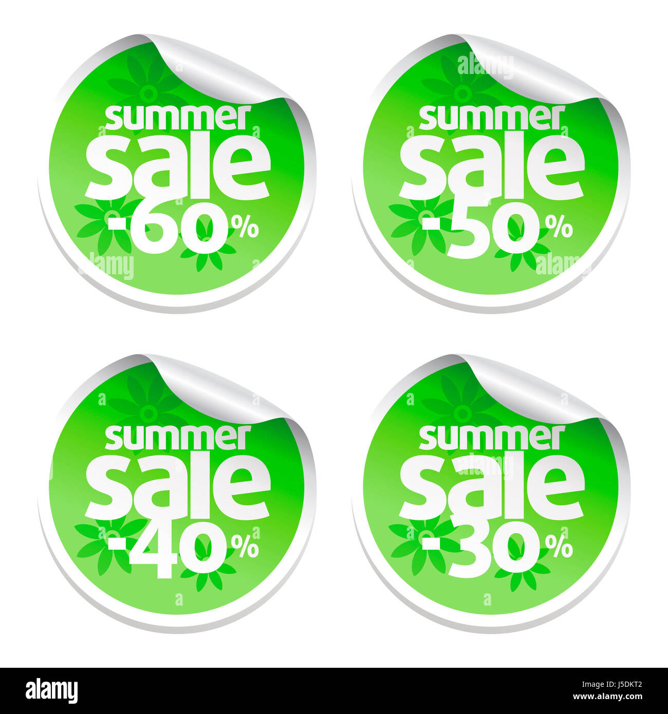 Set of green sale stickers Stock Photo - Alamy