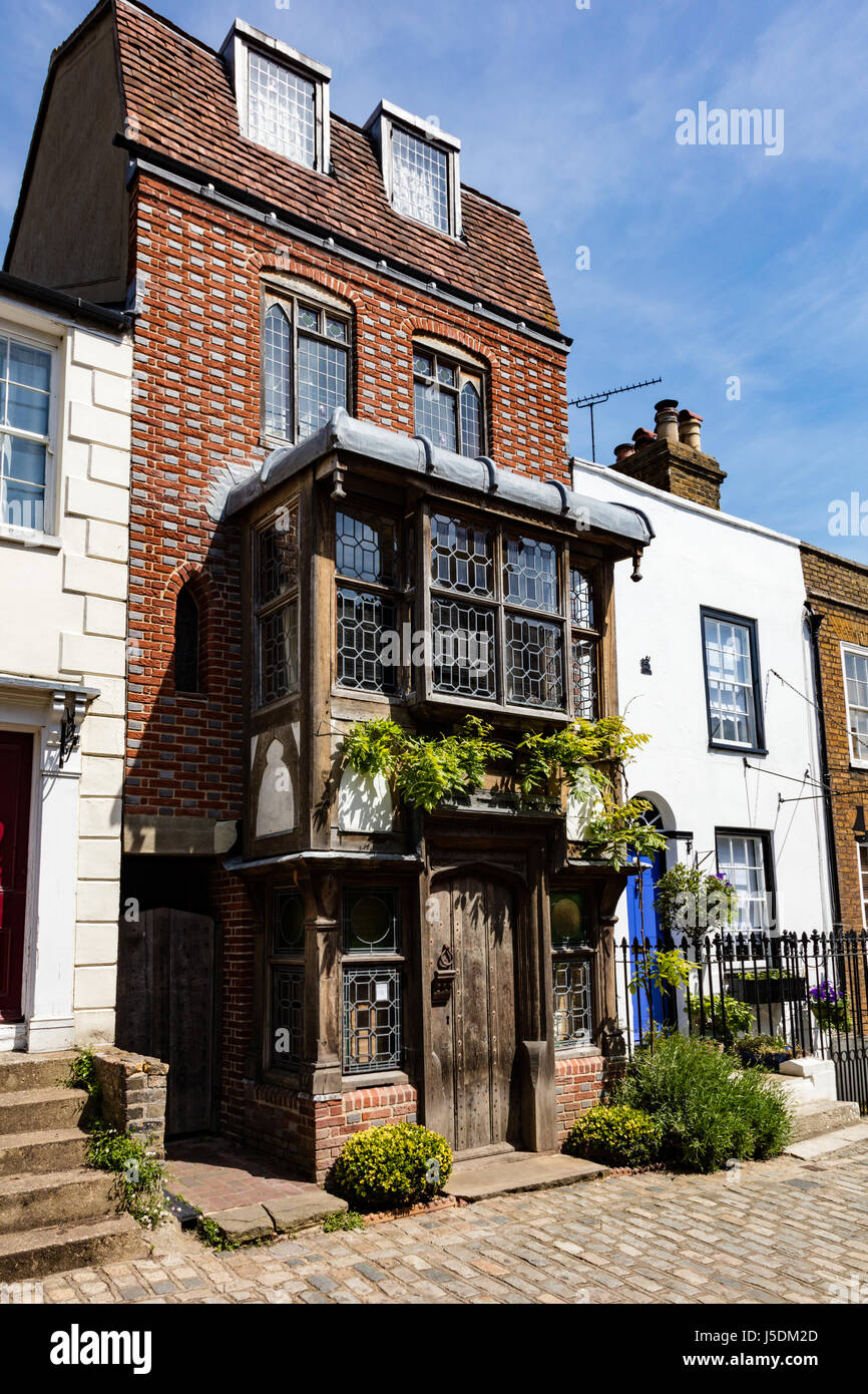 An unusual house on the pretty cobbled HIgh Street, at Upnor in Kent ...