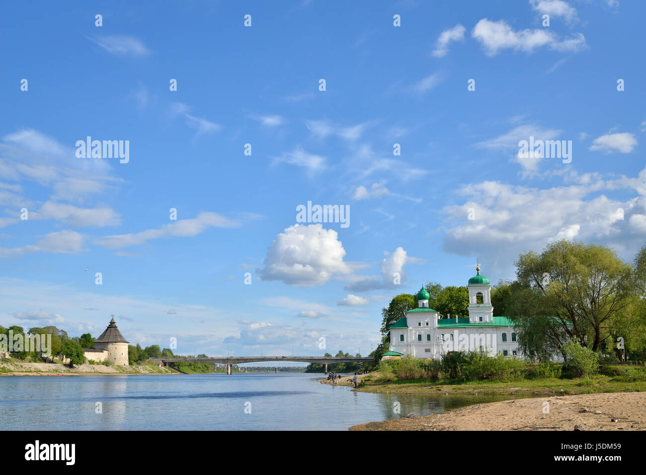 PSKOV, RUSSIA - MAY 17, 2016: Views of the river Great bridge, 50 years ...