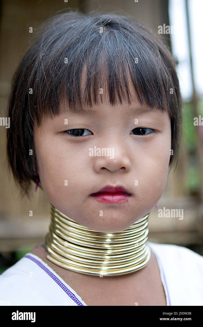 portrait of a long-necked child Stock Photo - Alamy