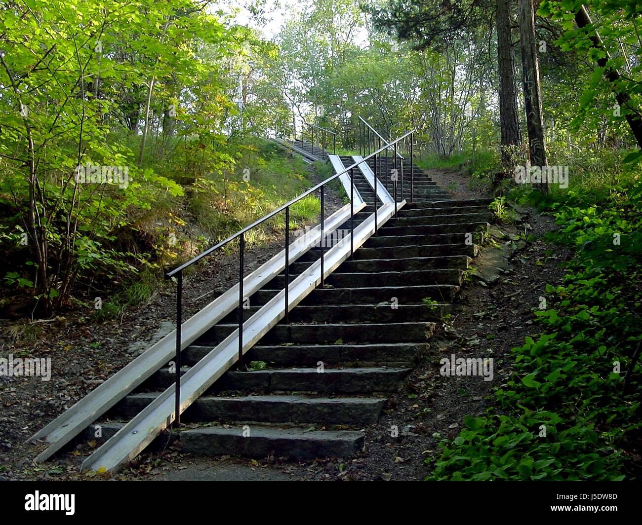 stairs silver railing ramp granite altitude difference gutter ...