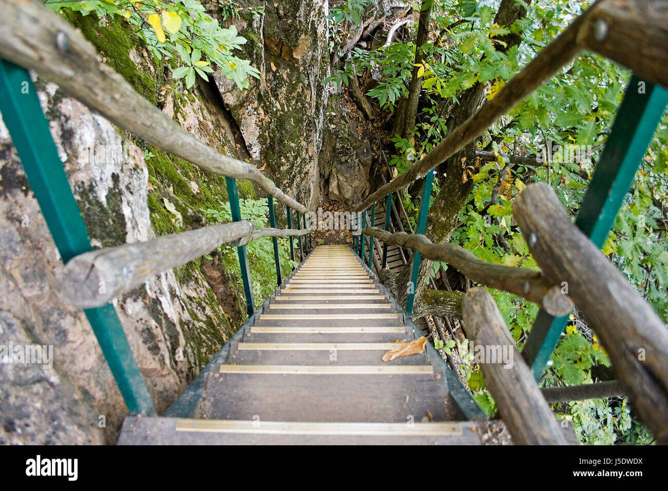 stairs danger wood hike go hiking ramble rock drop ravine steep tyrol ...