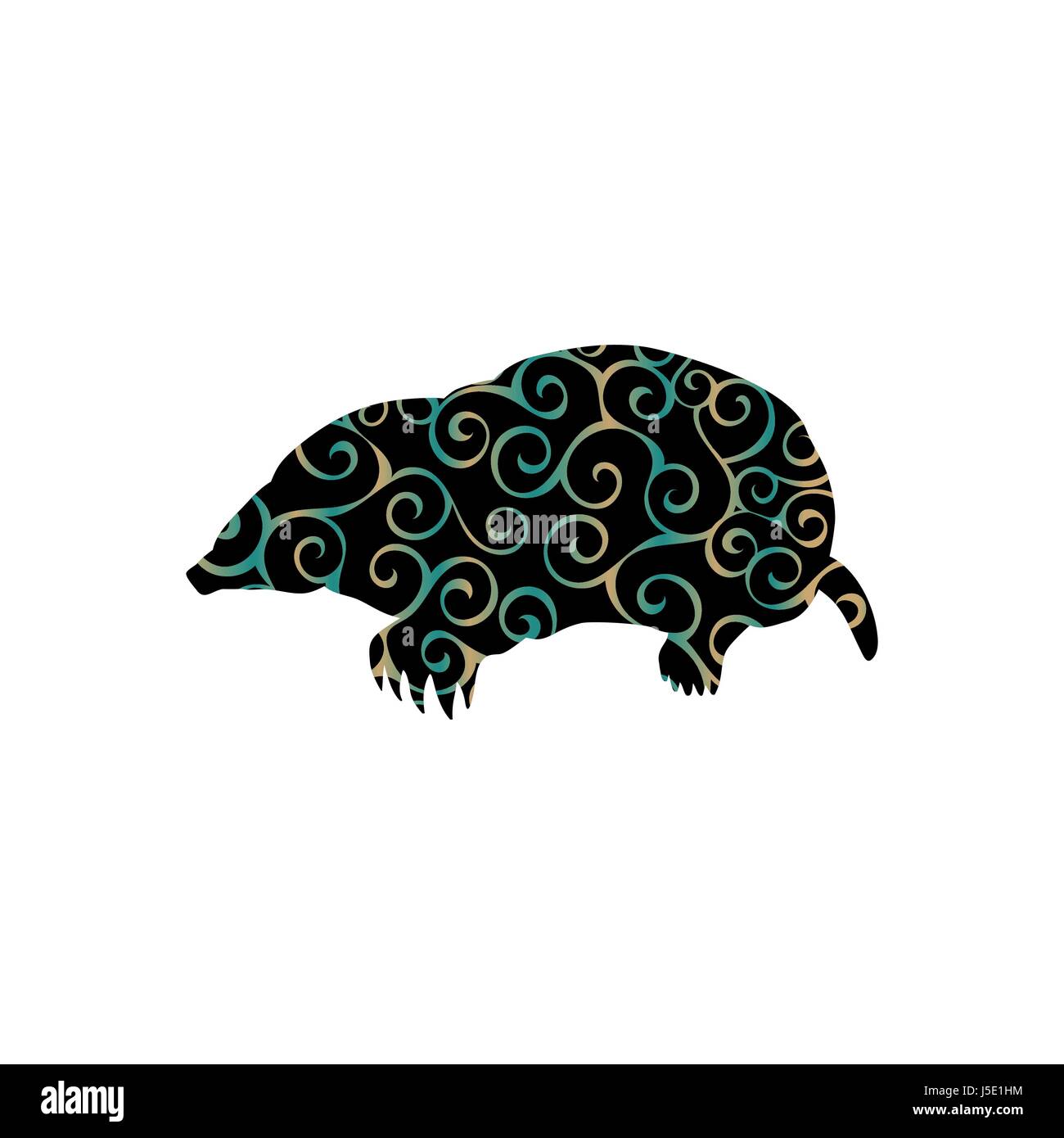 Mole insectivores mammal color silhouette animal Stock Vector Image ...