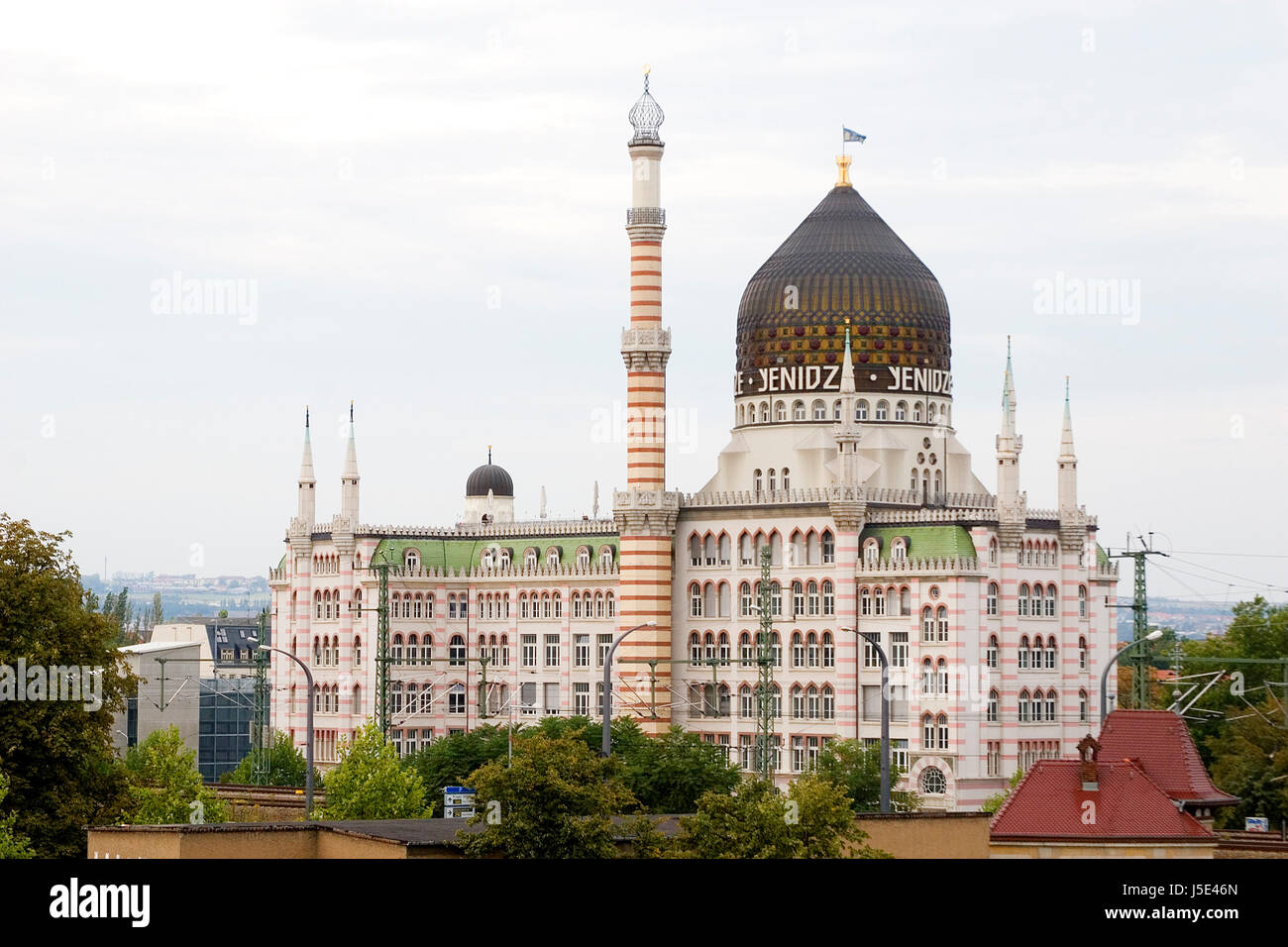 tower historical belief dome flag Dresden mosque complex of buildings ...